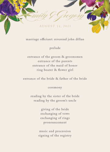 Wedding Programs | Match Your Colors & Style Free! - Basic Invite