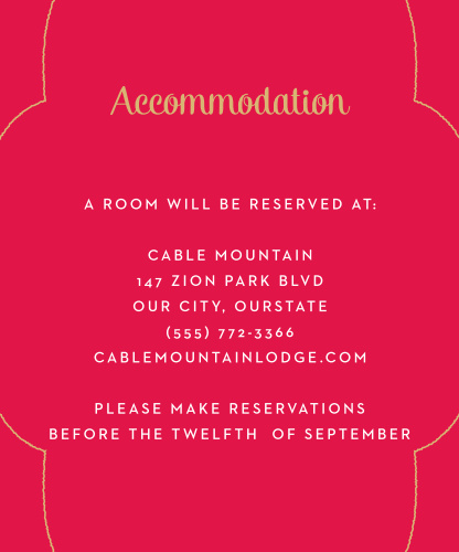 Customizable Wedding Accommodation Cards By Basic Invite