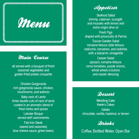 Wedding Menus | Design Your Menu Instantly Online! - Basic Invite