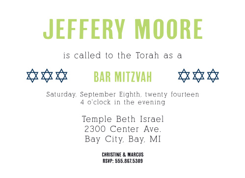 Bar Mitzvah Invitations | Match Your Colors & Style Free! - Basic Invite